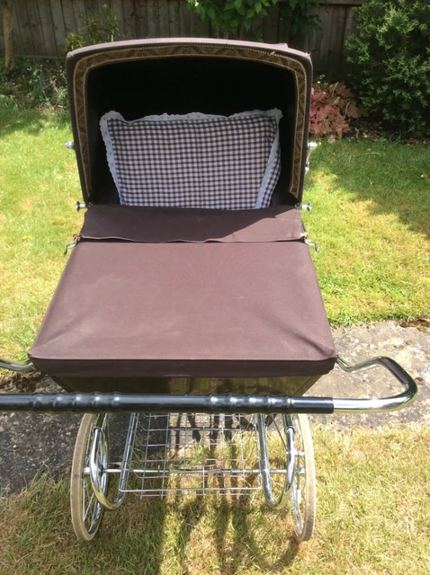 VINTAGE 1970’S SILVER Cross Grosvenor Pram, Coach built, brown in ...