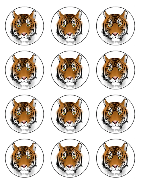 TIGER FACE EDIBLE Cake Topper Wafer Birthday Cake Jungle Animal ...