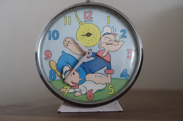 SMITHS POPEYE ALARM Clock Nodding Head Dial Working Needs Attention For ...