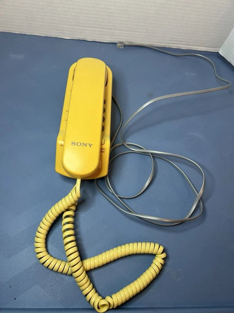 VINTAGE SONY IT-B3 Series Yellow Push Button Slim Design Wall Telephone ...