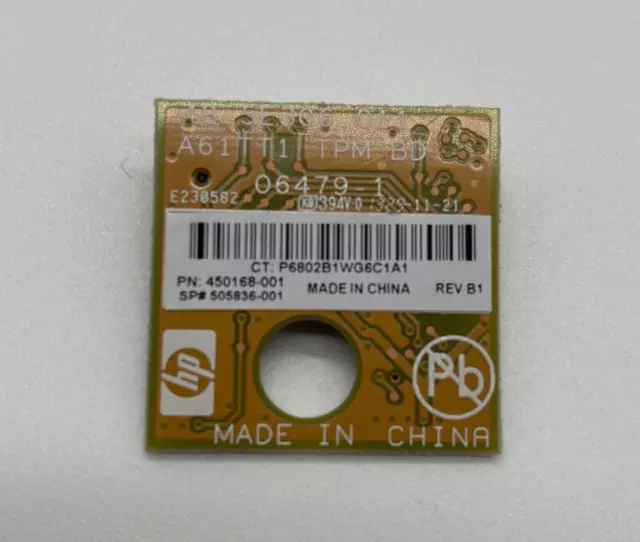 HP TPM TRUSTED Platform Module - Version 1.2 - 505836-001 450168-00 EUR ... HP TPM TRUSTED Platform Module - Version 1.2 - 505836-001 450168-00 EUR ...