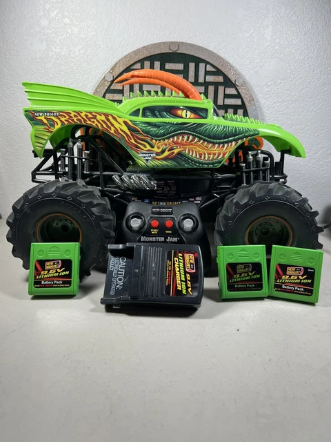 VINTAGE NEW BRIGHT Remote control RC Monster Jam Dragon Monster Truck ...