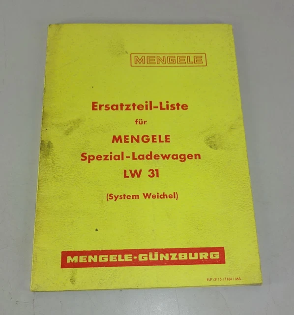 PARTS CATALOG MENGELE Spezial-Ladewagen Dr 31 System Weichel £15.88 ...