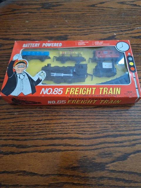 HAJI NO.85 VINTAGE Battery operated Freight train Set in Box- Made In ...
