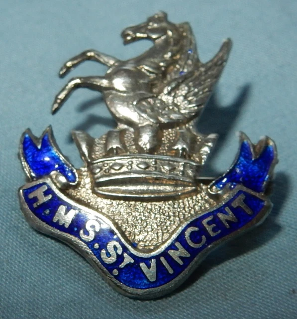 WW1 HMS ST Vincent Royal Navy Silver Sweetheart Military Badge World ...