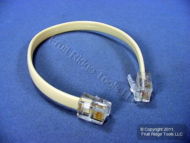 CABLE DE CONEXIÓN de línea telefónica de 8 pulgadas Leviton marfil RJ11 RJ14 RJ25 6 cables C2654 ...