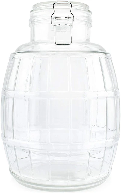 GALLON GLASS BARREL Jar with Clamp-Top, Barrel-Shaped Canister £15.21 ...