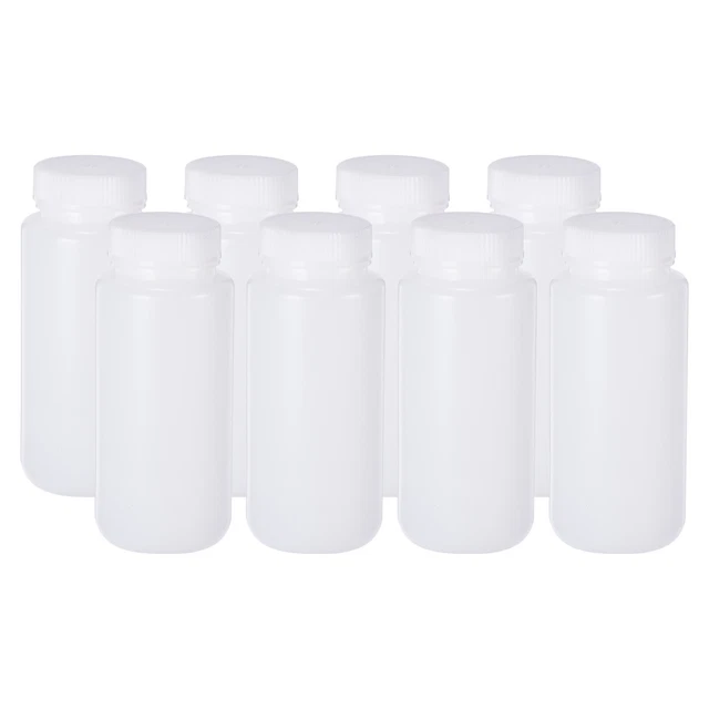 8 PCS 500ML Reagent Bottles, HDPE Wide Mouth Round Bottles Translucent ...