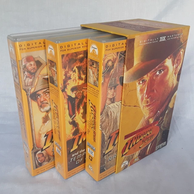 INDIANA JONES VHS Video boxset:Raiders the Lost Ark/Temple of Doom/Last ...