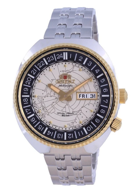 ORIENT WORLD MAP Revival Diver Ivory Dial S-Steel RA-AA0E01S09C 200M ...