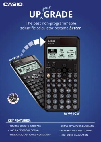 CASIO FX-991CW CLASSWIZ Non-Programmable Scientific Calculator, 552 ...