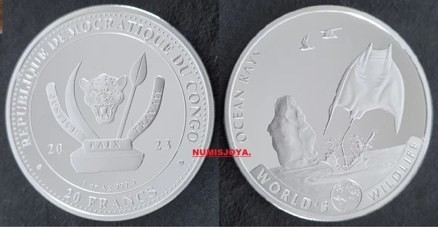 RÉPUBLIQUE DU CONGO année 2023. Once d'argent "Ocean Rays". Poids 31,10 ...