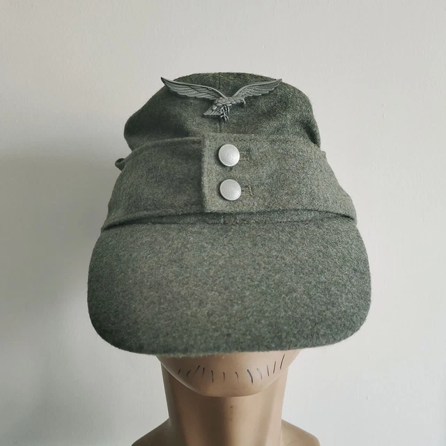 WW2 GERMAN ARMY M43 Field Wool Cap Hat & German Eagle Cap Badge Pin ...