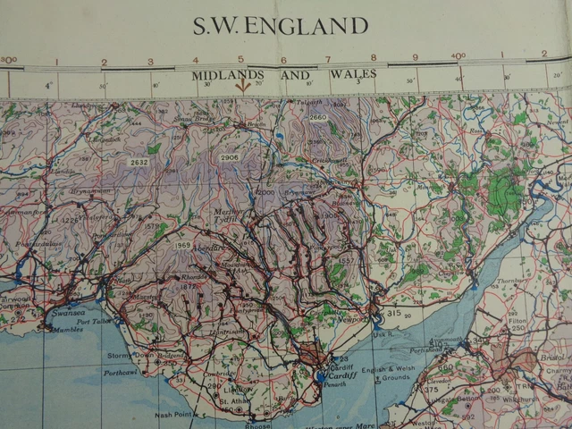 WW2 RAF FIGHTER PILOT'S map of "SOUTH WEST ENGLAND" (WING COMMANDER DFC ...