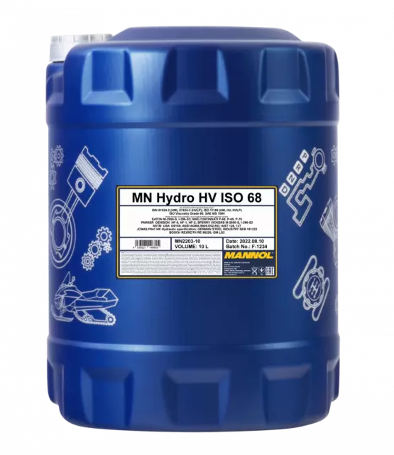 10 LITRE ORIGINAL MANNOL Hydro Hv Iso 68 Hvlp Huile Hydraulique Oil ...