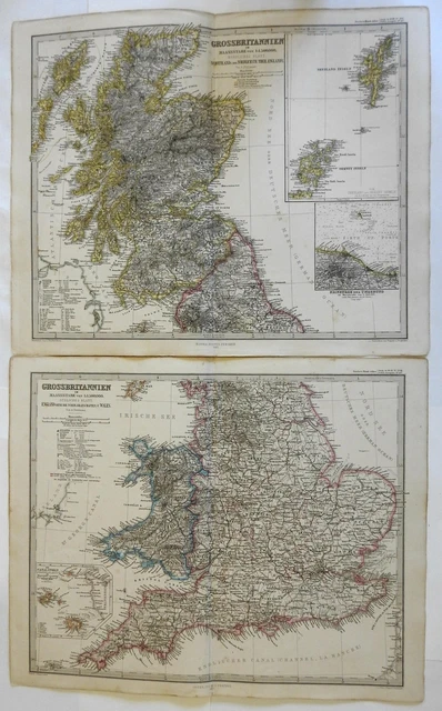 UNITED KINGDOM ENGLAND Scotland Wales 1862 Peterman detailed two sheet ...