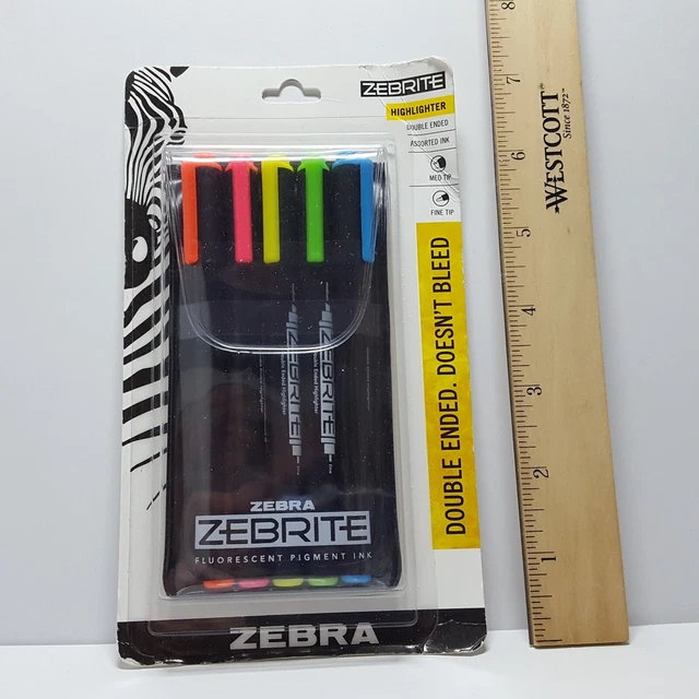 ZEBRA ZEBRITE 5 Pack Bible Textbook Double Ended Highlighter Set w/ No ...