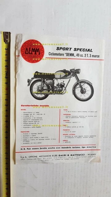 DEMM 50 SPORT Special 1963 depliant originale ciclomotore moped ...