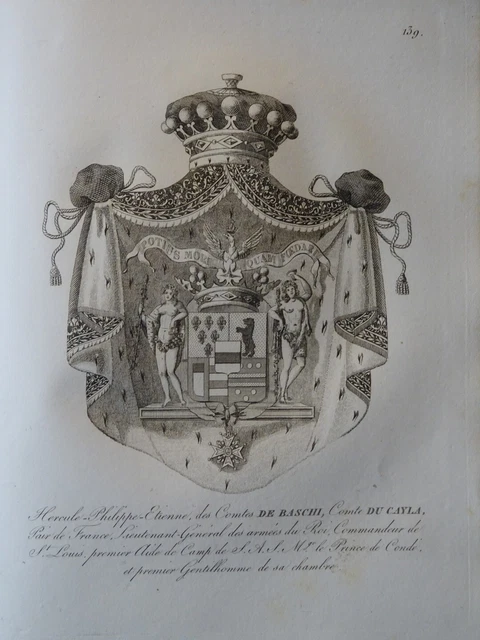 GRAVURE BLASON HERALDIQUE Comte De Baschi Du Cayla Armoiries ...