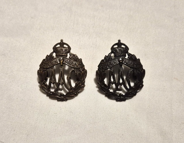 WW1 BRITISH WOMEN'S Queen Mary's Army Auxiliary Corps Collar Badges J.R ...