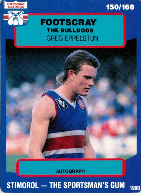1990 FOOTSCRAY BULLDOGS AFL Card GREG EPPELSTUN Western Scanlens $9.99 ...