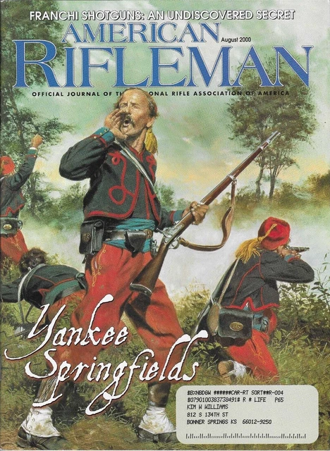 AMERICAN RIFLEMAN MAGAZINE Aug 2000 Vol 148 #8 Guns Yankee Springfields ...