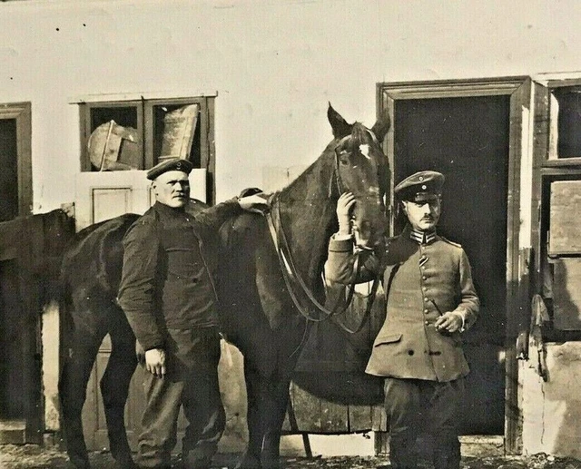 WW1 PHOTO POSTCARD German Military Soldiers Horse Stables 1915 £8.99 ...