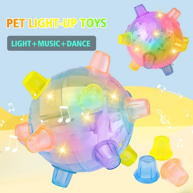 1/2PCS PET DOG Vibration Toy Flashing Music Bouncing Light Jumping LED ...