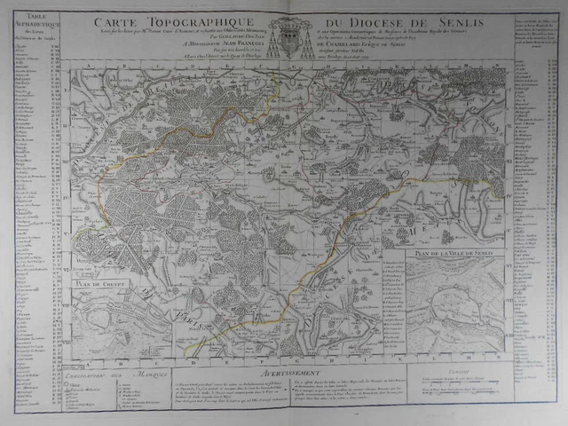 MAPPA, MAPPA DI Senlis, G. DEL'ISLE, Delisle, 1709, originale antico ...