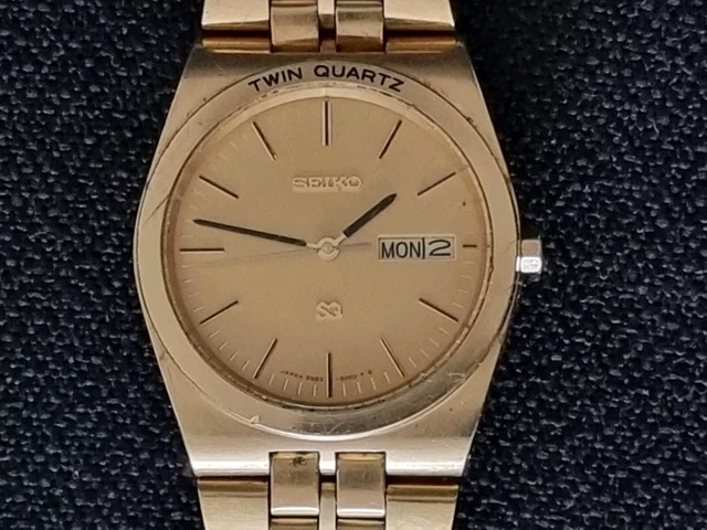 OROLOGIO SEIKO 9923 8000 Doppio Quarzo Champagne Quadrante Oro ...