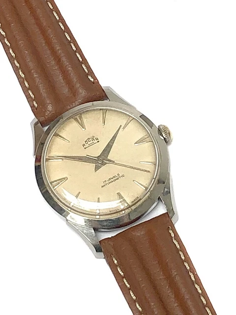 VINTAGE MENS CLASSIC Fifties Swiss 17 Jewel Wrist Watch - Rocar By ...
