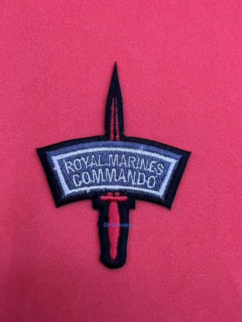 ROYAL MARINE COMMANDO Dagger Badge Embroidered Red Dagger On Black Iron On Patch £5.99 - PicClick UK