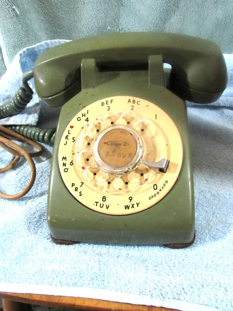 VINTAGE BELL SYSTEM Western Electric Green Rotary Dial Phone *Untested ...