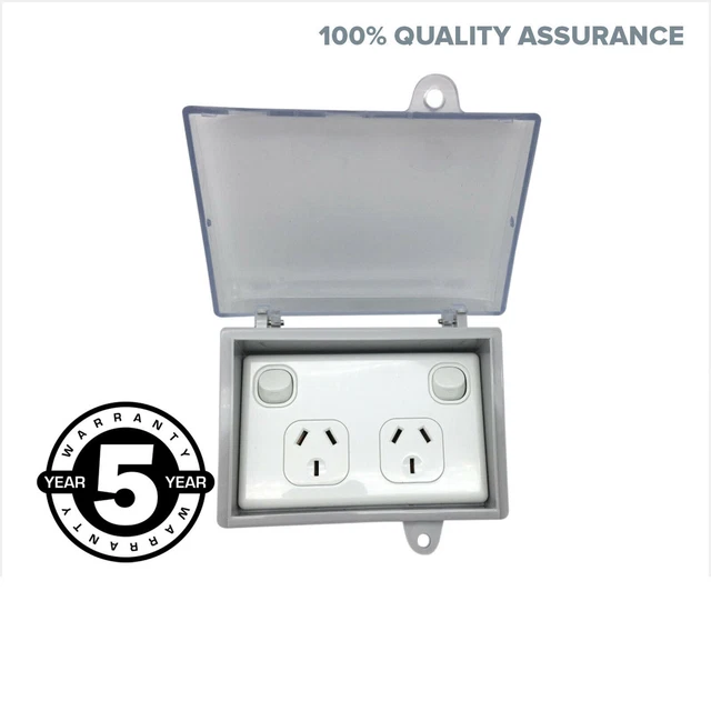 WEATHER PROOF EXTERNAL Box + Double Power Point enclosure new white gpo ...