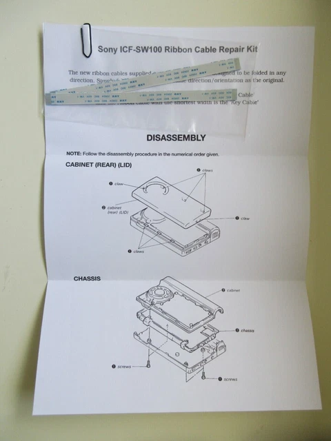 SONY ICF-SW100 RIBBON cable repair kit with 2 replacement ribbon cables ...
