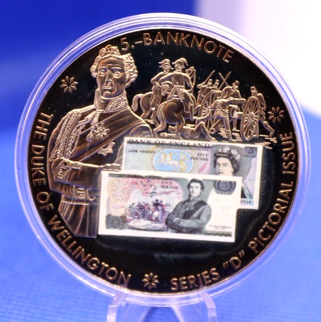 BRITISH BANKNOTES £5 D Duke Of Wellington 2007 Commemorative Proof Coin ...