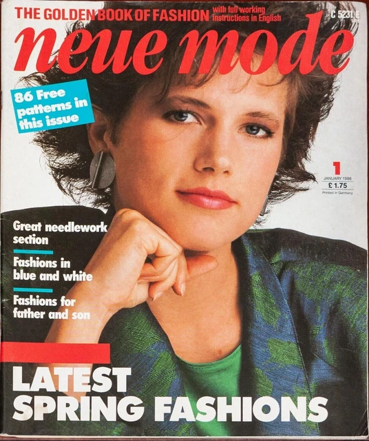 NEUE MODE SEWING Pattern Magazine January 1986 Vintage Mens + English ...