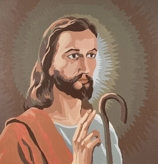 JESUS VINTAGE 1960 Paint by Number Original Art Painting Christ MCM ...