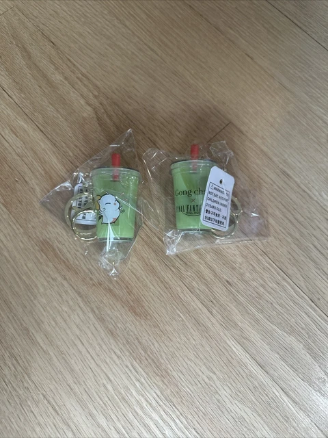 GONG CHA X Final Fantasy XIV Collab Green Fat Cat Boba Tea Keychain One ...