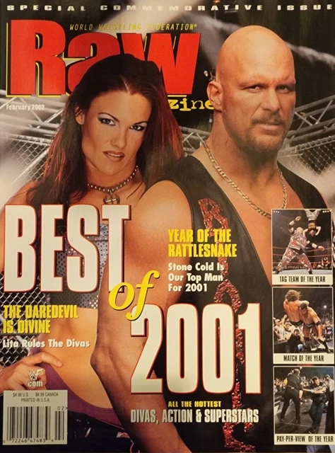 WWF RAW MAGAZINE February 2002 Stone Cold Steve Austin and Lita *Has ...