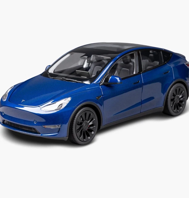 MINI TESLA DIECAST 1:18 Scale Model Y Deep Blue Metallic Official BRAND ...