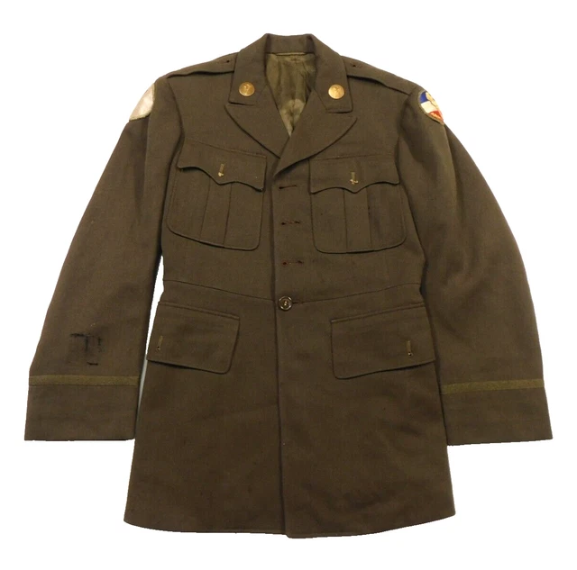 WWII US ARMY ROTC Officer Coat Dress Tunic OD Green Jacket Military ...