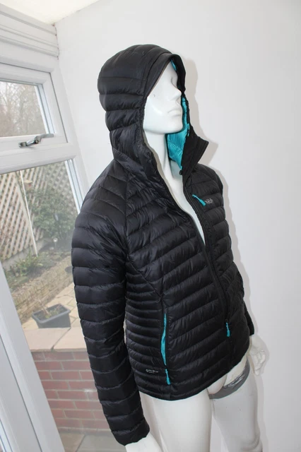 RAB PUFFA JACKET Womens UK14 Microlight Alpine Down Black PERTEX Ladies ...