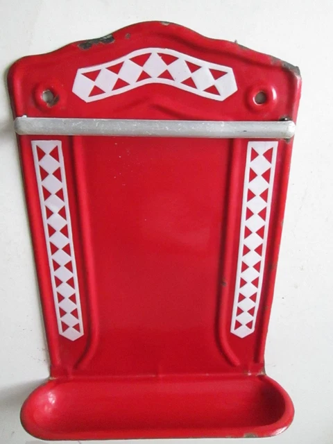 PORTE-LOUCHE ANCIEN EN tôle émaillée rouge EUR 38,00 - PicClick FR