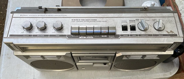 VINTAGE HITACHI TRK-7800E BOOMBOX STEREO GETTOBLASTER Portable FM ...