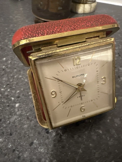 VINTAGE FOLDING TRAVEL Clock Red Case. Europa. 2 Jewels. £12.00 ...