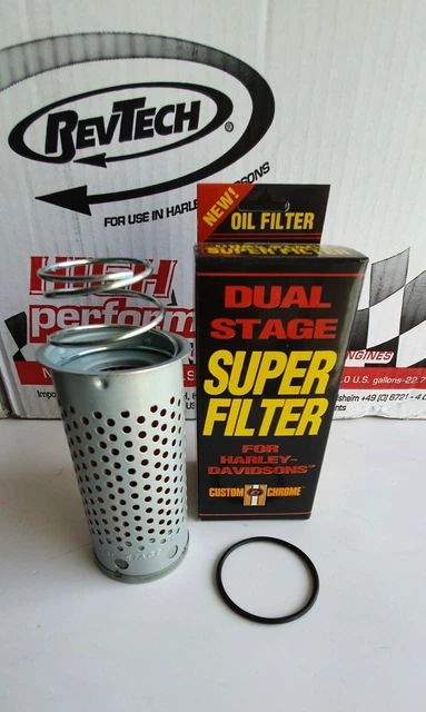 DUEL STAGE SUPER In Tank Oil Filter Harley Panhead Shovelhead Ironhead ...