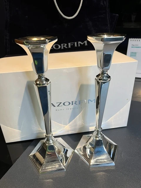 CANDELIERI HAZORFIM HEXAGON Sabbath Shabbat Marcati Argento Sterling ...