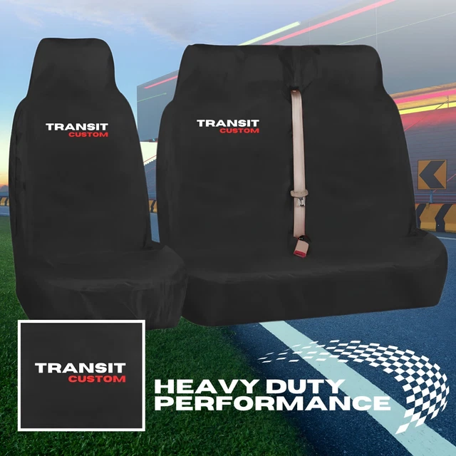 FOR FORD TRANSIT Custom - Heavy Duty Black Custom Van Seat Covers ...
