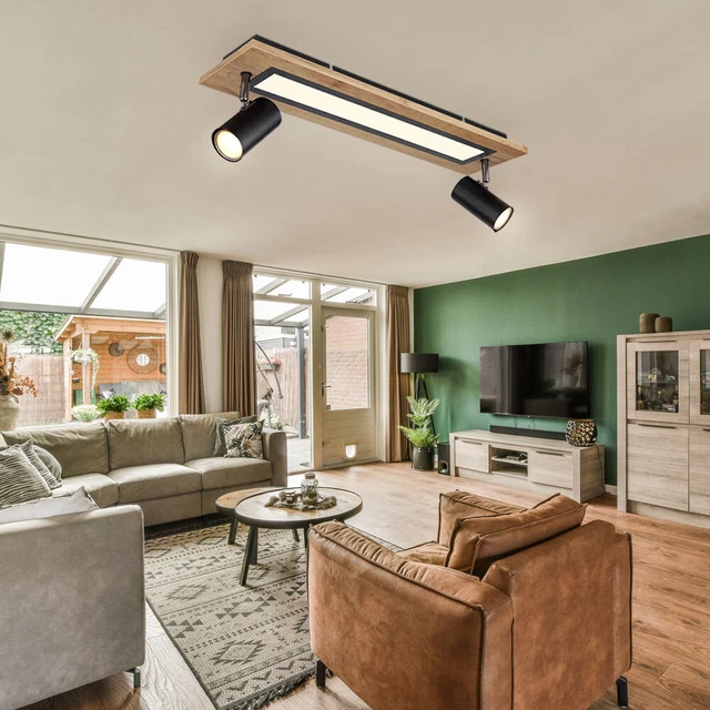 PLAFONNIER LUMINAIRE DE Salon LED Lampe Spot Réglable Optique Bois EUR ...